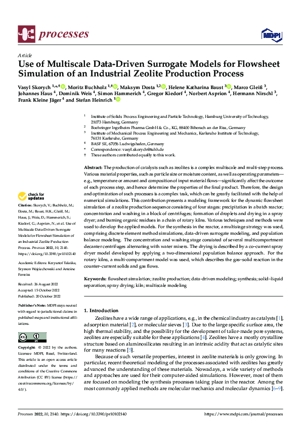 Pdf Use Of Multiscale Data Driven Surrogate Models For Flowsheet