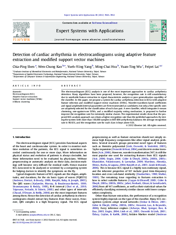 Pdf Ecg Arrhythmia Detection With Adaptive Svms