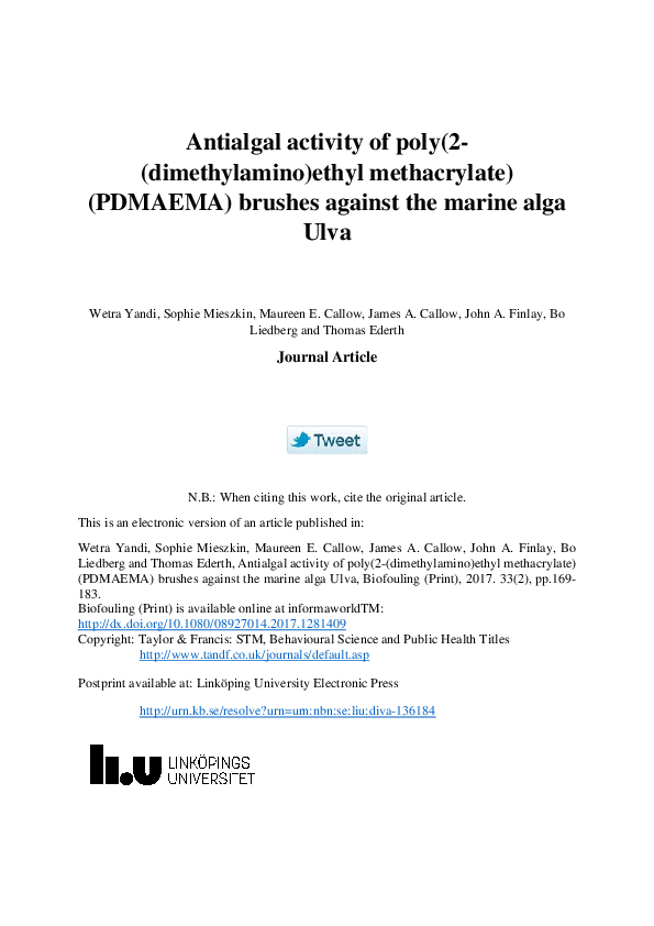 (PDF) Antialgal activity of poly(2-(dimethylamino)ethyl methacrylate ...