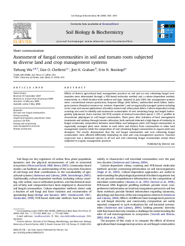 (PDF) Assessment of fungal communities in soil and tomato roots ...