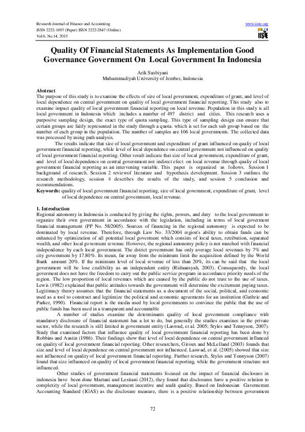 (PDF) Quality Of Financial Statements As Implementation Good Governance ...