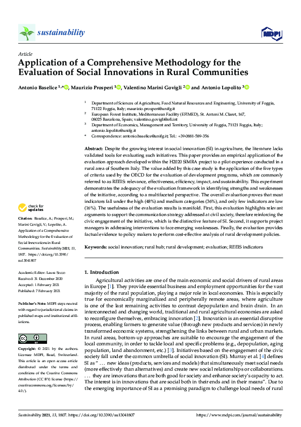 (PDF) Application of a Comprehensive Methodology for the Evaluation of ...