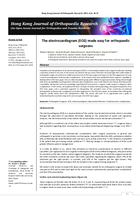 (PDF) The electrocardiogram (ECG) made easy for orthopaedic surgeons