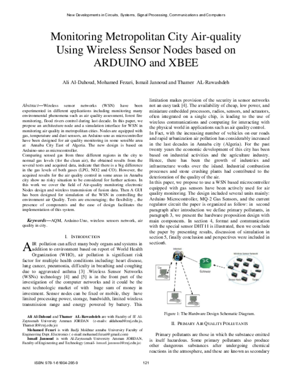 Pdf Monitoring Metropolitan City Air Quality Using Wireless Sensor Nodes Based On Arduino And Xbee