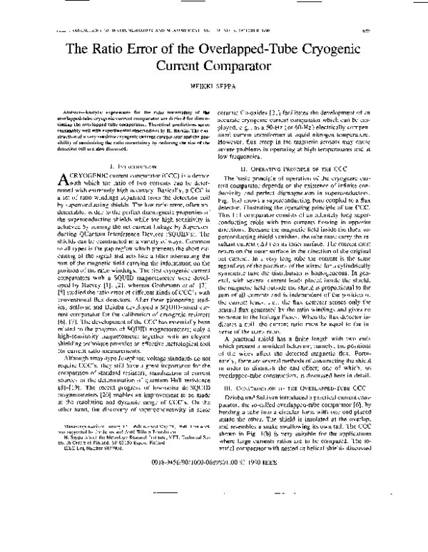 (PDF) The ratio error of the overlapped-tube cryogenic current comparator