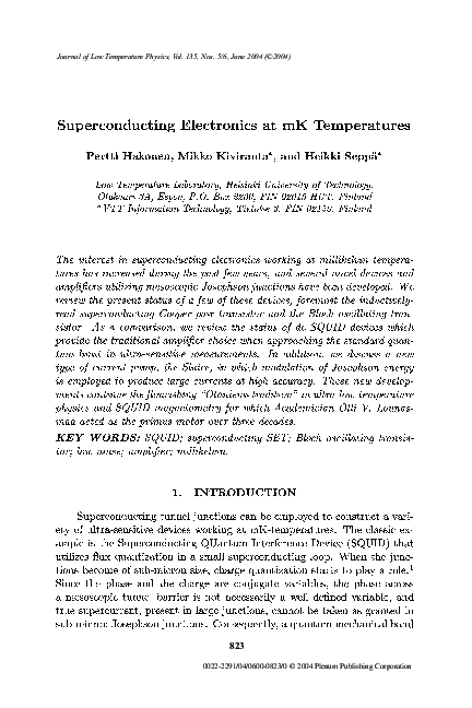 (PDF) Superconducting Electronics at mK Temperatures