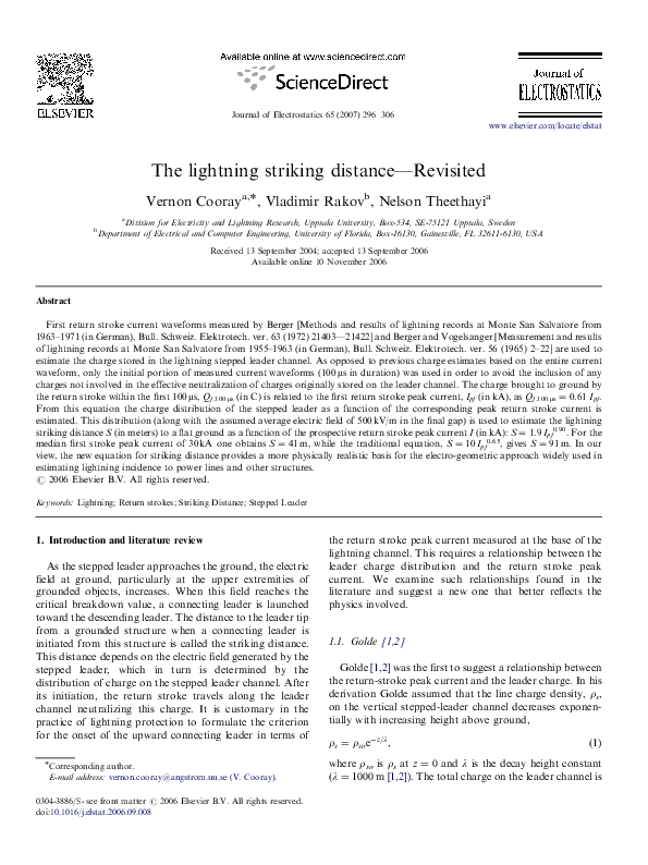(PDF) The lightning striking distance—Revisited
