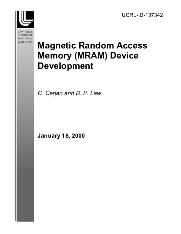 (PDF) Magnetic Random Access Memory (MRAM) Device Development