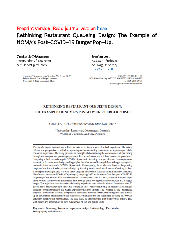 (PDF) Rethinking Restaurant Queueing Design: The Example of NOMA's Post ...