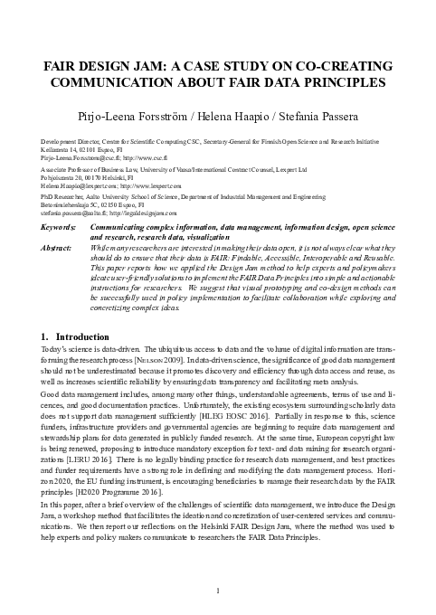 (PDF) FAIR Design Jam: A Case Study on Co-Creating Communication About ...