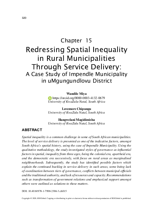 (PDF) Redressing Spatial Inequality in Rural Municipalities Through ...
