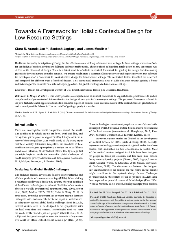 (PDF) Towards a framework for holistic contextual design for low ...