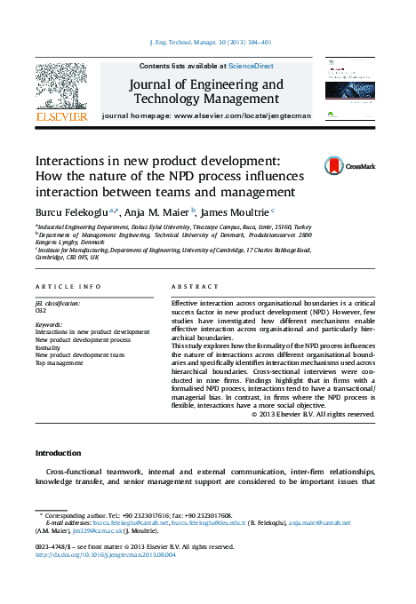 (PDF) Interactions in new product development: How the nature of the NPD process influences ...