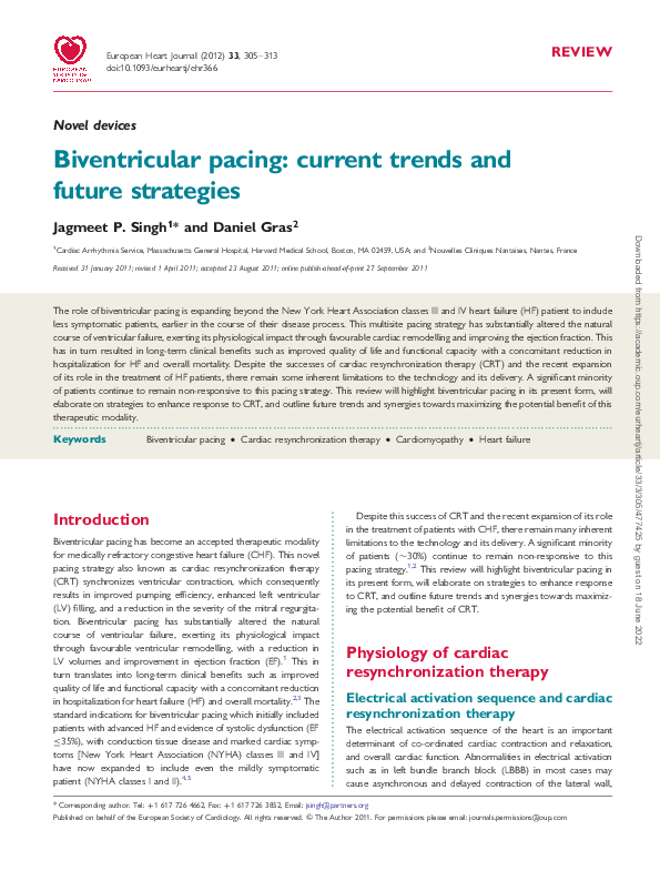(PDF) Biventricular pacing: current trends and future strategies