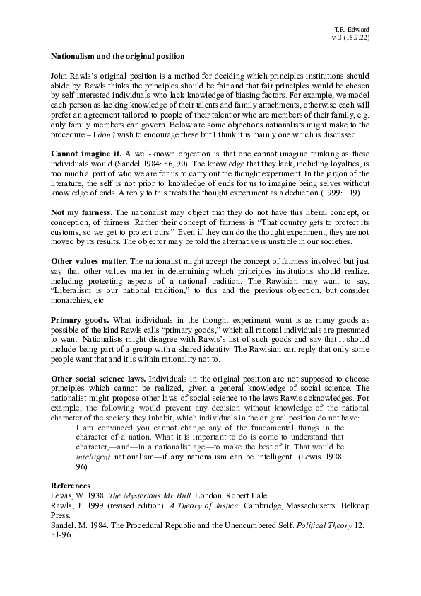 (PDF) Nationalism and the original position