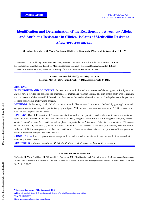 (PDF) Identification and Determination of the Relationship between ccr ...