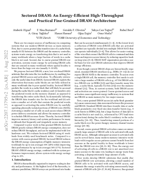 (PDF) Sectored DRAM: Fine-Grained Energy Efficiency