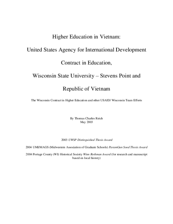 (PDF) Higher Education in Vietnam: United States Agency for ...