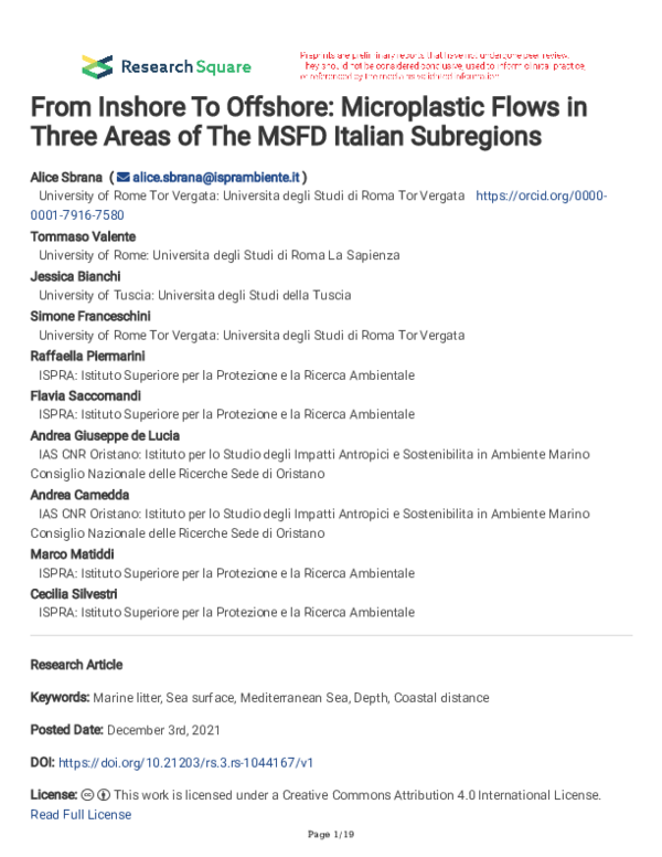 (PDF) From Inshore To Offshore: Microplastic Flows in Three Areas of ...