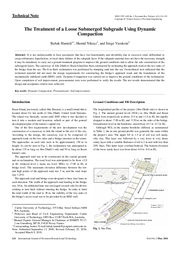 (PDF) The treatment of a loose submerged subgrade using dynamic compaction