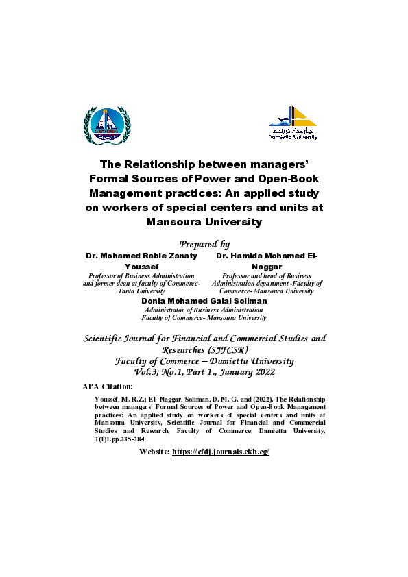 (PDF) The Relationship between managers’ Formal Sources of Power and ...