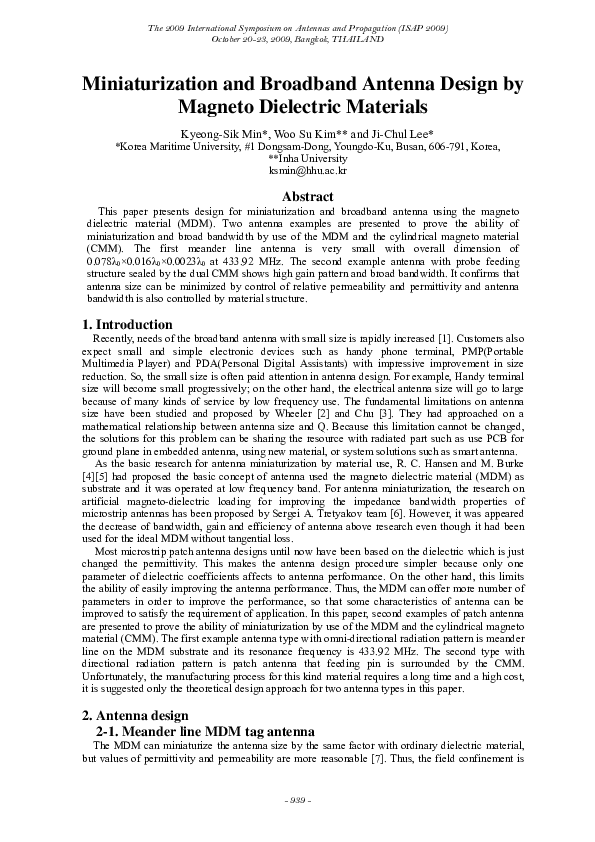 (PDF) Miniaturization of Antenna Using Magneto-Dielectric Materials