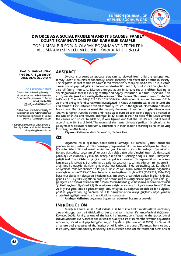 (PDF) Divorce as a Social Problems and It’s Causes: Family Court ...