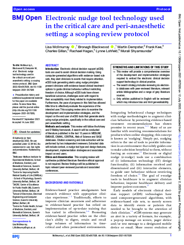 (PDF) Electronic nudge tool technology used in the critical care and ...