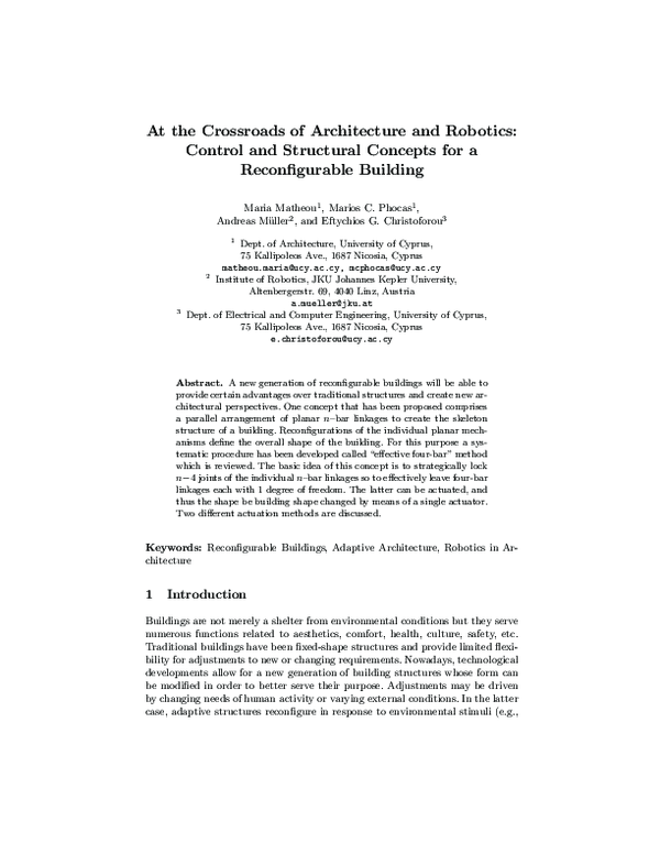 (PDF) At the Crossroads of Architecture and Robotics: Control and ...