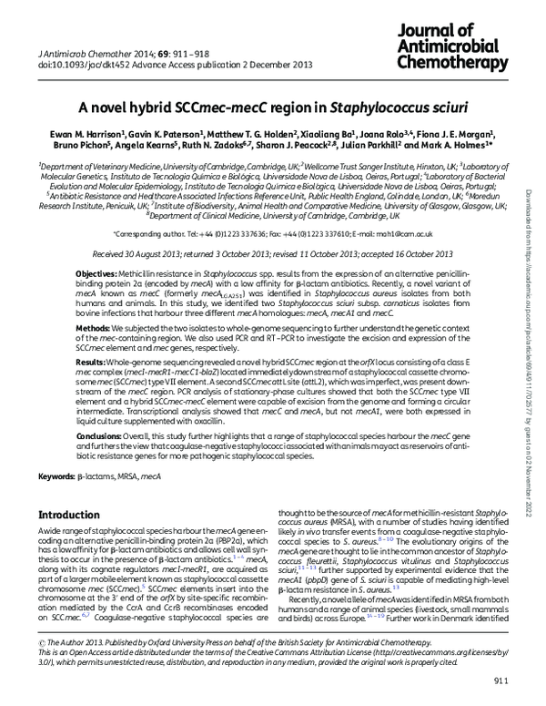 Pdf A Novel Hybrid Sccmec Mecc Region In Staphylococcus Sciuri