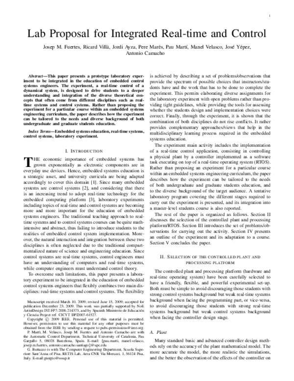 (PDF) Lab Proposal for Integrated Real-time and Control
