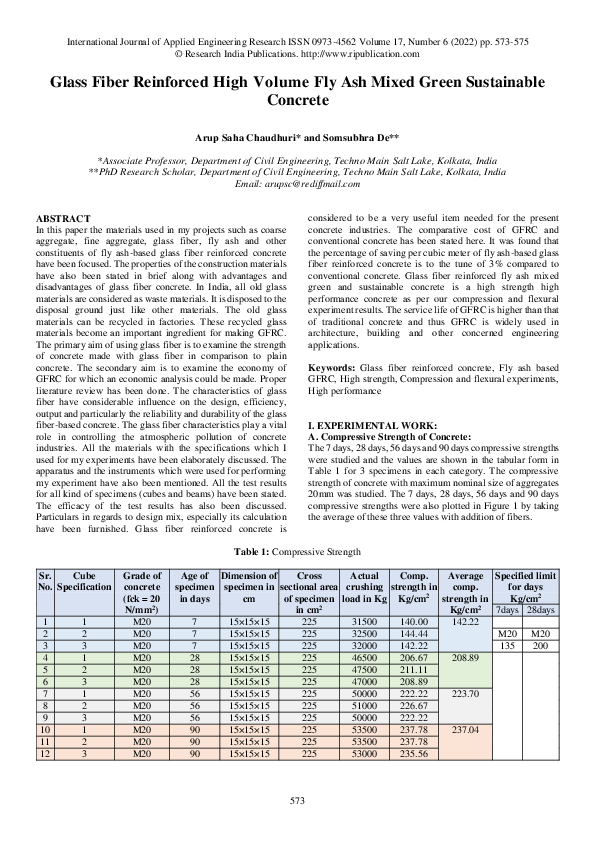 (PDF) Glass fiber reinforced high volume fly ash mixed green ...