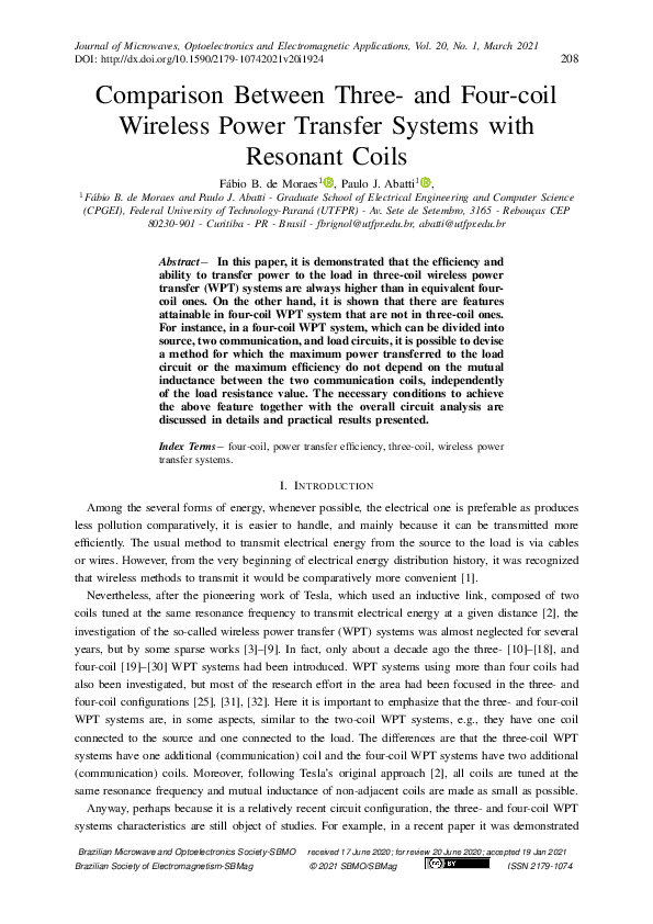Pdf Comparison Between Three And Four Coil Wireless Power Transfer Systems With Resonant Coils