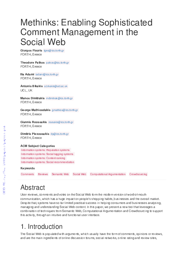 (PDF) Methinks: Enabling Sophisticated Comment Management in the Social Web | georgios ...
