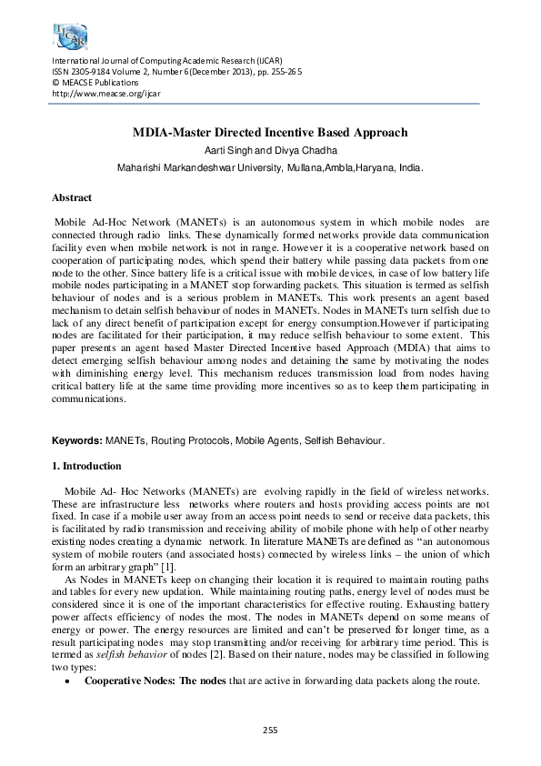 (PDF) MDIA-Master Directed Incentive Based Approach