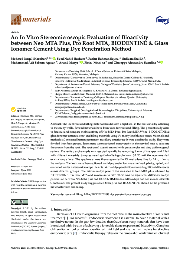 (PDF) An In Vitro Stereomicroscopic Evaluation of Bioactivity between ...