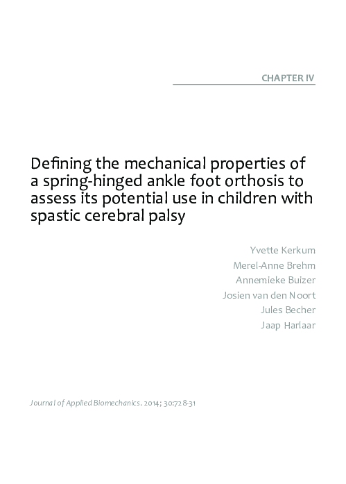 (PDF) Defining the Mechanical Properties of a Spring-hinged Ankle Foot Orthosis to Assess its ...