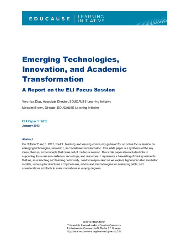 (PDF) Emerging Technologies, Innovation, and Academic Transformation A ...