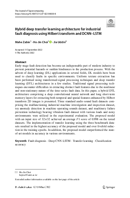 Pdf Hybrid Deep Transfer Learning Architecture For Industrial Fault