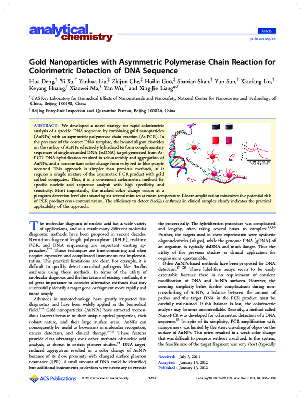 (PDF) Gold Nanoparticles with Asymmetric Polymerase Chain Reaction for Colorimetric Detection of ...