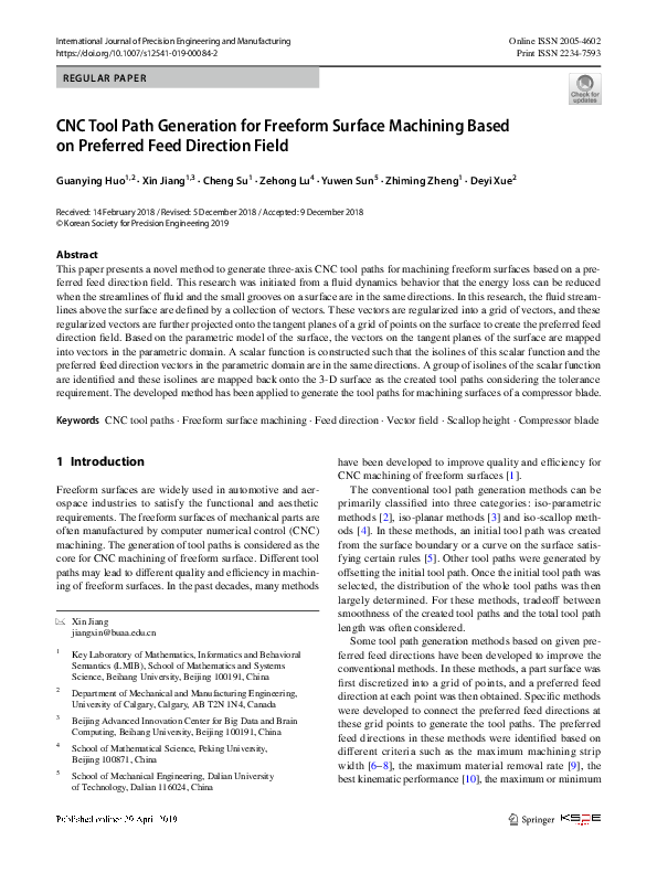 (PDF) CNC Tool Path Generation for Freeform Surface Machining Based on ...