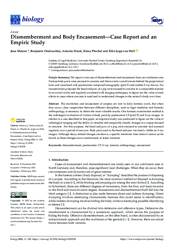 (PDF) Dismemberment and Body Encasement-Case Report and an Empiric Study