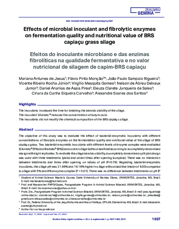 Pdf Effects Of Microbial Inoculant And Fibrolytic Enzymes On Fermentation Quality And