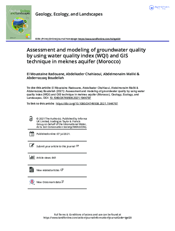 Pdf Assessment And Modeling Of Groundwater Quality By Using Water Quality Index Wqi And Gis