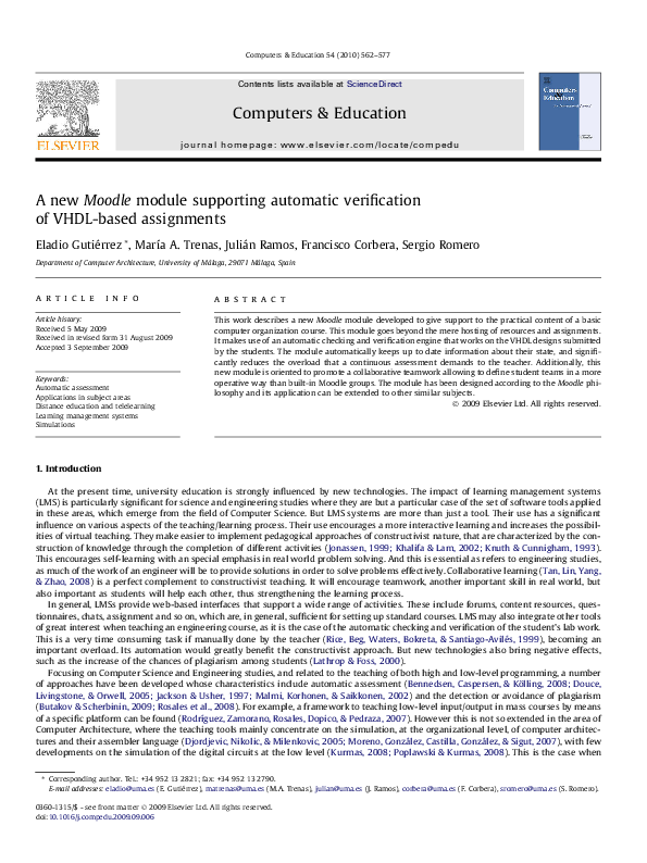 (PDF) A new Moodle module supporting automatic verification of VHDL ...