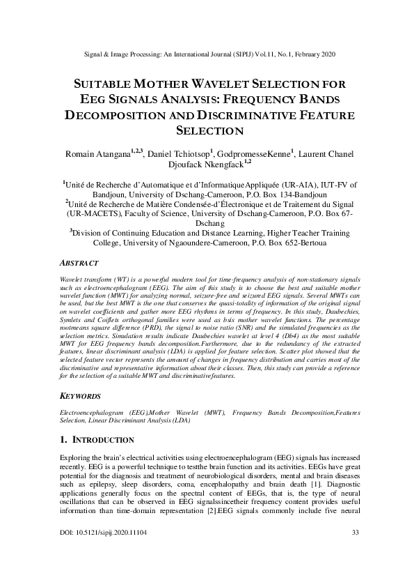 (PDF) Suitable Mother Wavelet Selection for EEG Signals Analysis: Frequency Bands Decomposition ...