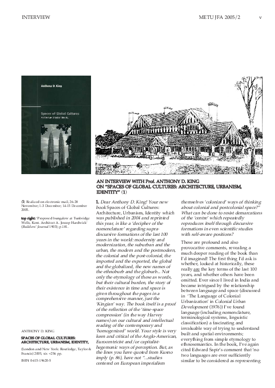 (PDF) An interview with Prof. Anthony D. King on “Spaces of Global ...