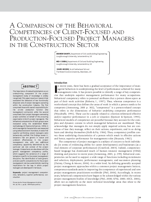 (PDF) A Comparison of the Behavioral Competencies of Client-Focused and ...