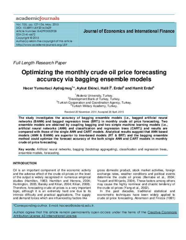 (PDF) Optimizing the monthly crude oil price forecasting accuracy via ...