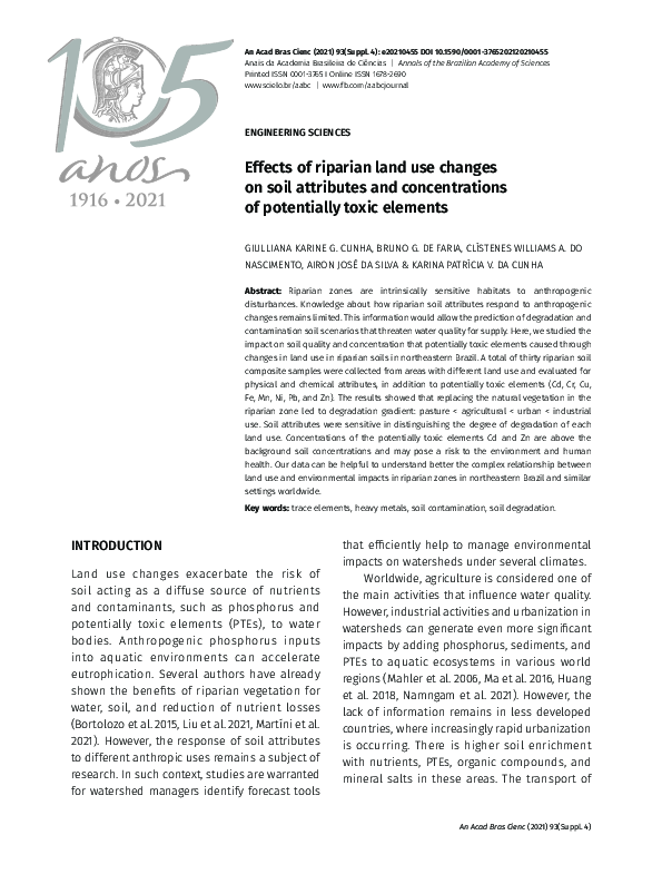 (PDF) Effects of riparian land use changes on soil attributes and ...